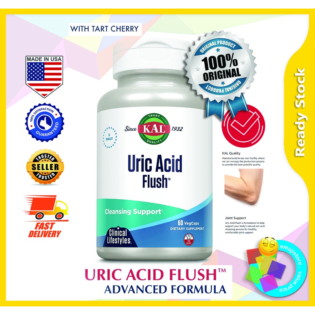 KAL Uric Acid Flush, 60 VegCaps - Cleansing Formula, Asid Urik, Gout ...