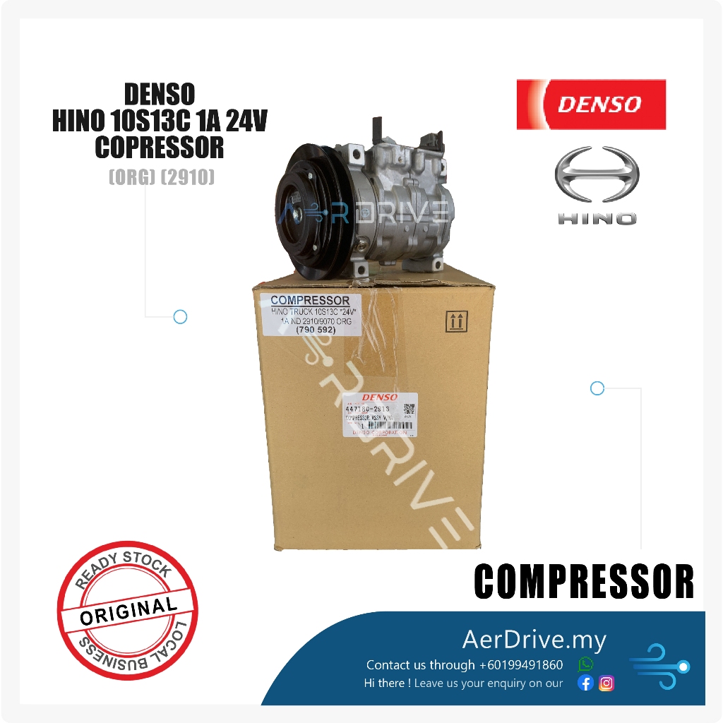 DENSO ORIGINAL HINO TRUCK 10S13C 1A 24V COMPRESSOR ( 2910 ) | Shopee ...