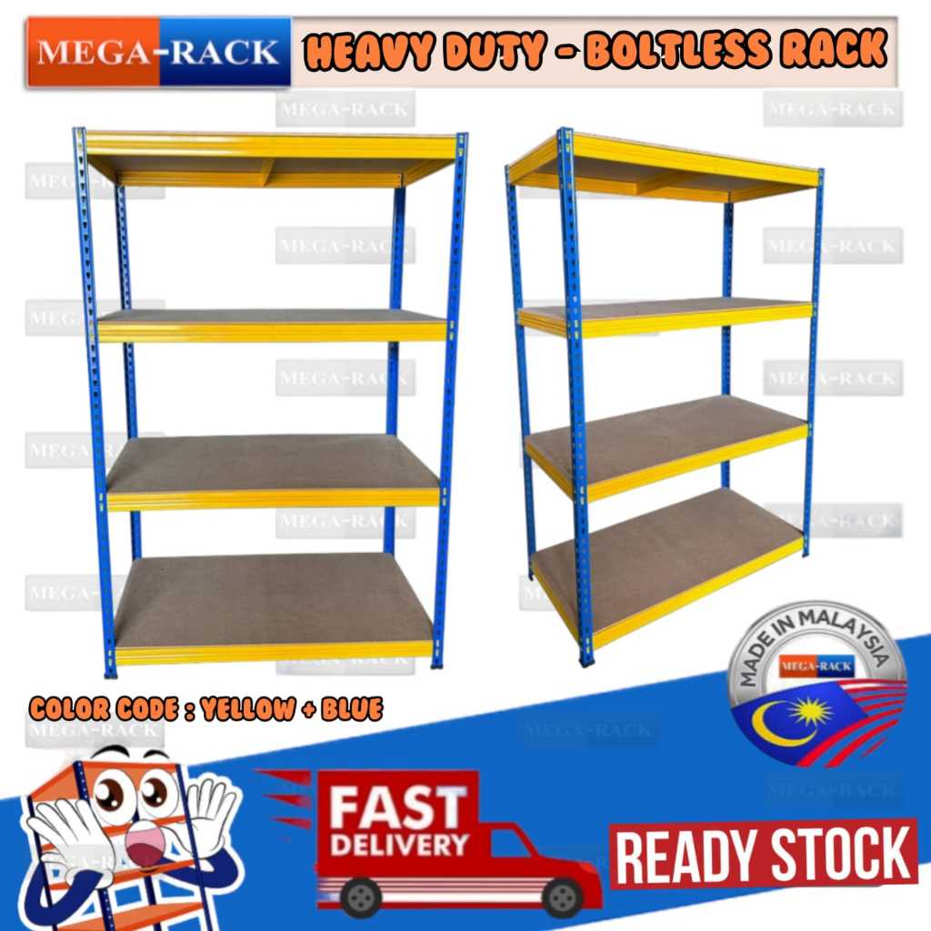 HEAVY DUTY RACK💛💛 YELLOW BLUE💛💛300MMD X 1200MML X 1500MMH 💛💛BOLTLESS ...