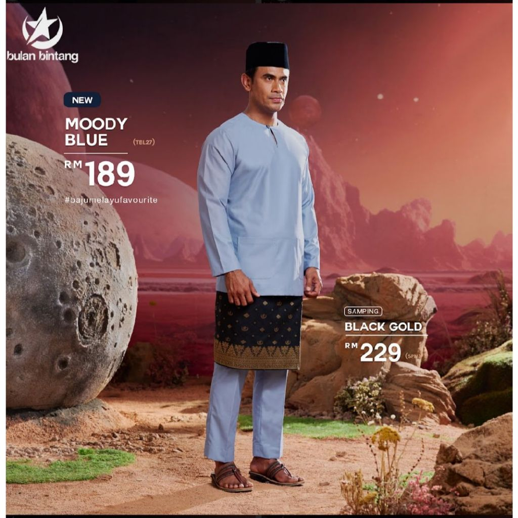 Baju Melayu Teluk Belanga 2024 (MOODY BLUE) | Shopee Malaysia