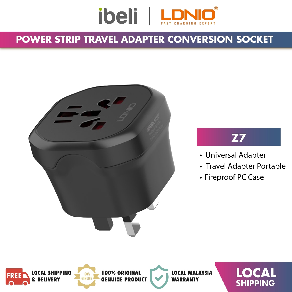 LDNIO Z7 Travel Adapter Conversion Socket Power Strip Converter Universal Adapter UK Plug ...