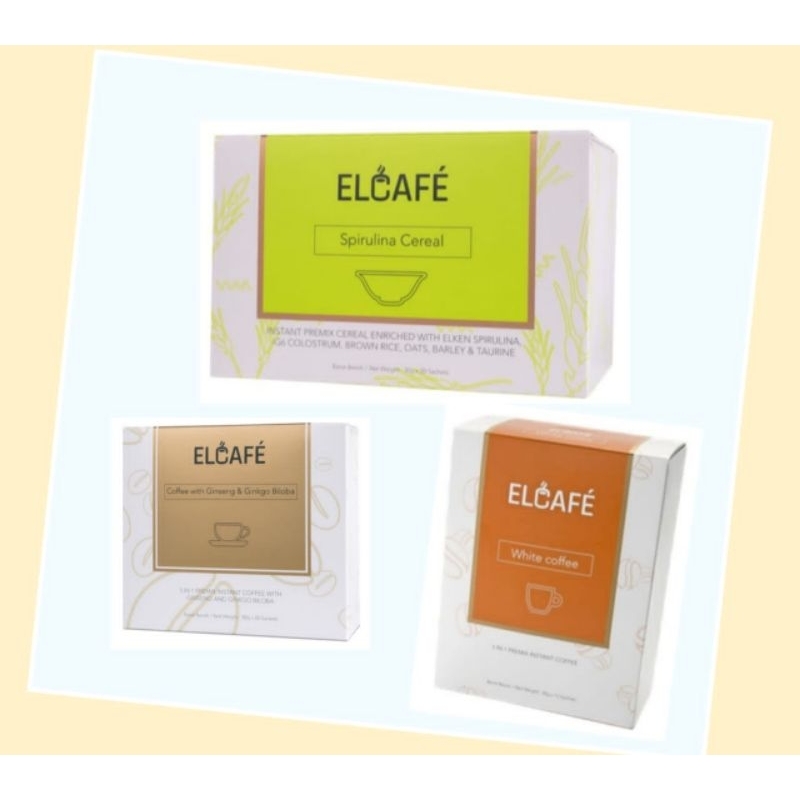 Elken (EL cafe 20 sachets) (White coffee 12 sachets) (Spirulina cereal 20 sachets) | Shopee Malaysia