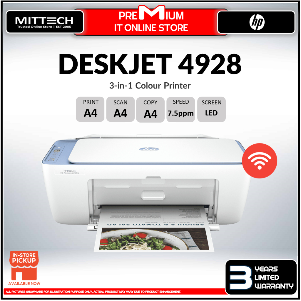 HP DeskJet Printer Ink Advantage Ultra 3in1 A4 Wireless 4928 | Shopee ...