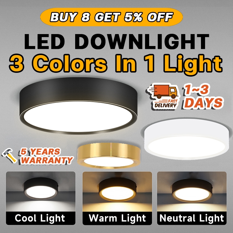 Led Surface Downlight 3 Color Led Ceiling Light 4 6 8 Inch Lampu ...