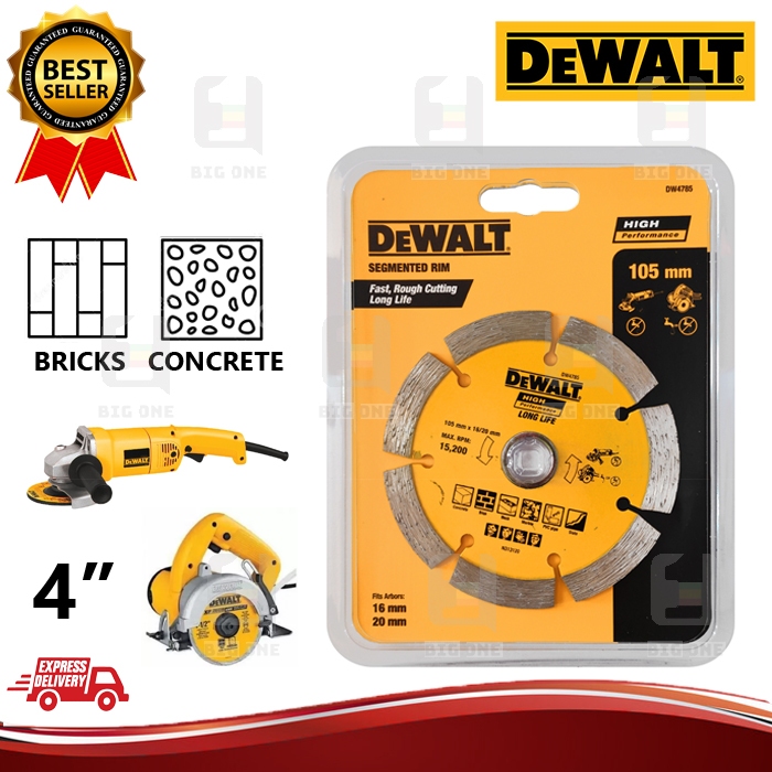 DEWALT DW4785 105MM 4" DRY CUTTING DISC BLADE FOR CEMENT BRICKS MARBLE ...