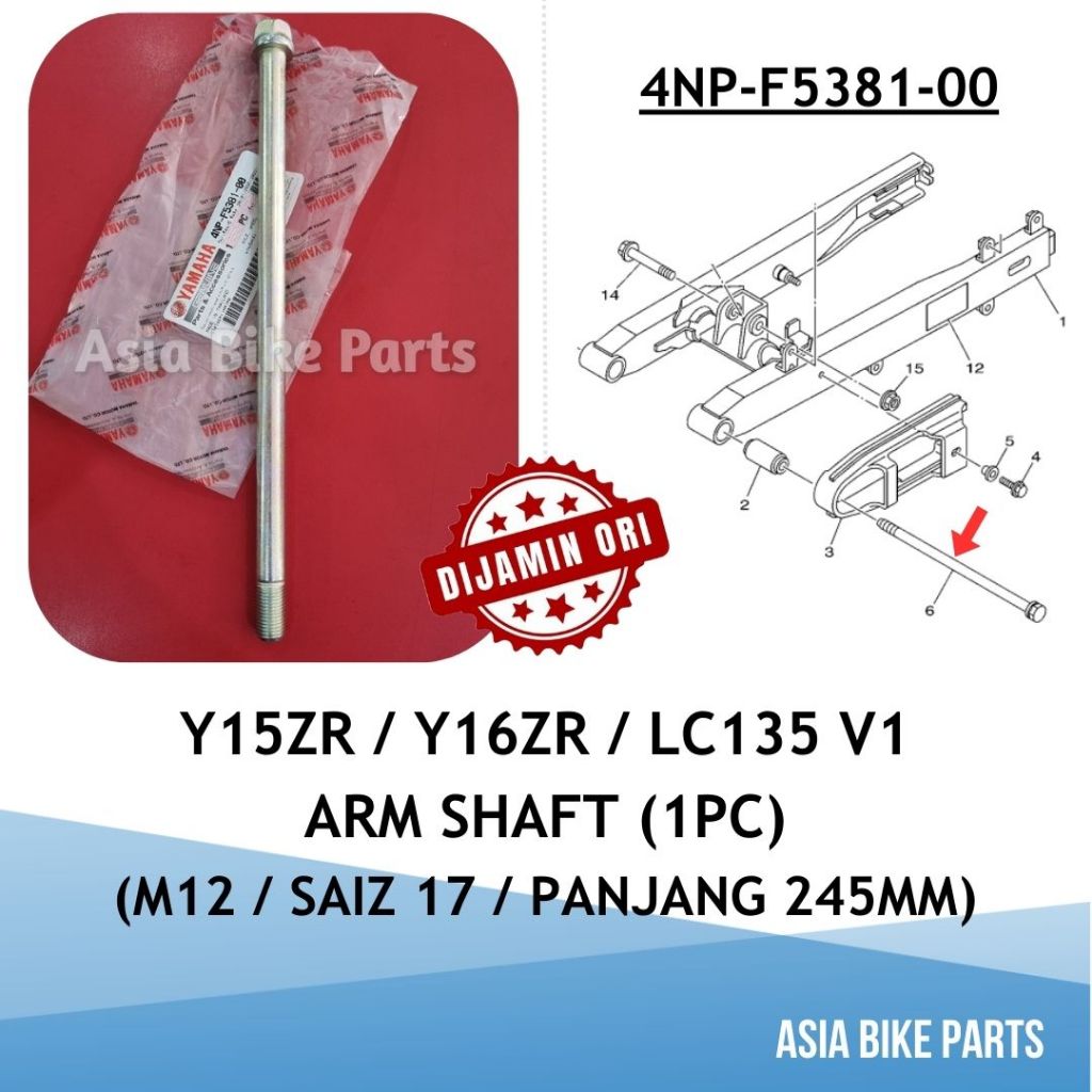 Yamaha Original Y15ZR / Y16ZR / LC135 V1 Arm Shaft - 4NP-F5381-00 ...