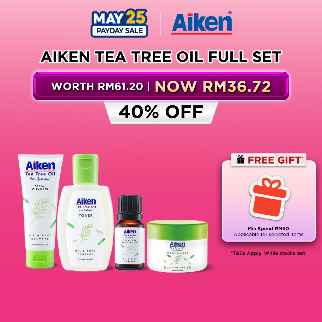 Aiken Tea Tree Oil Full Set | Soothes & Calms Acne-Prone skin | Kills ...