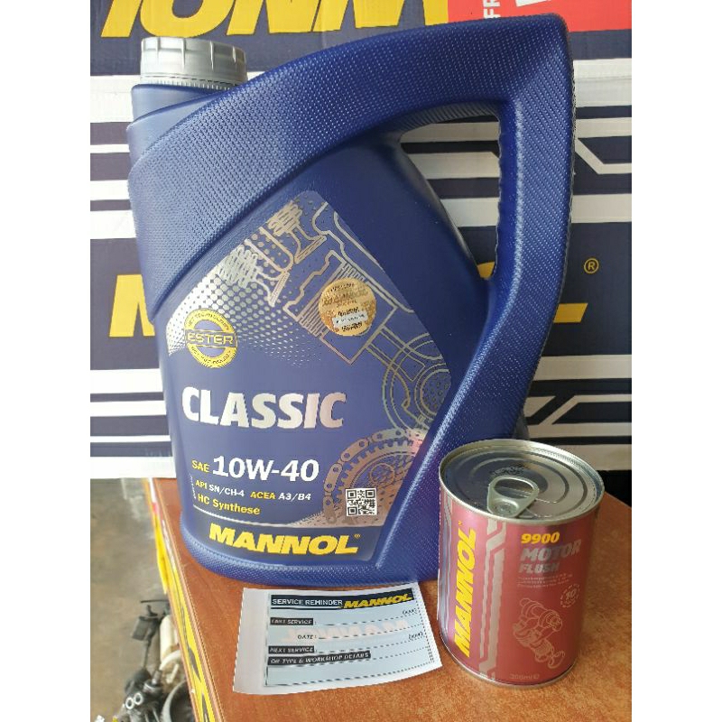 Mannol Classic (5Liter) last Offer (Ada Stiker Hologram)+(Free 1tin Engine Flush) 100% Original ...