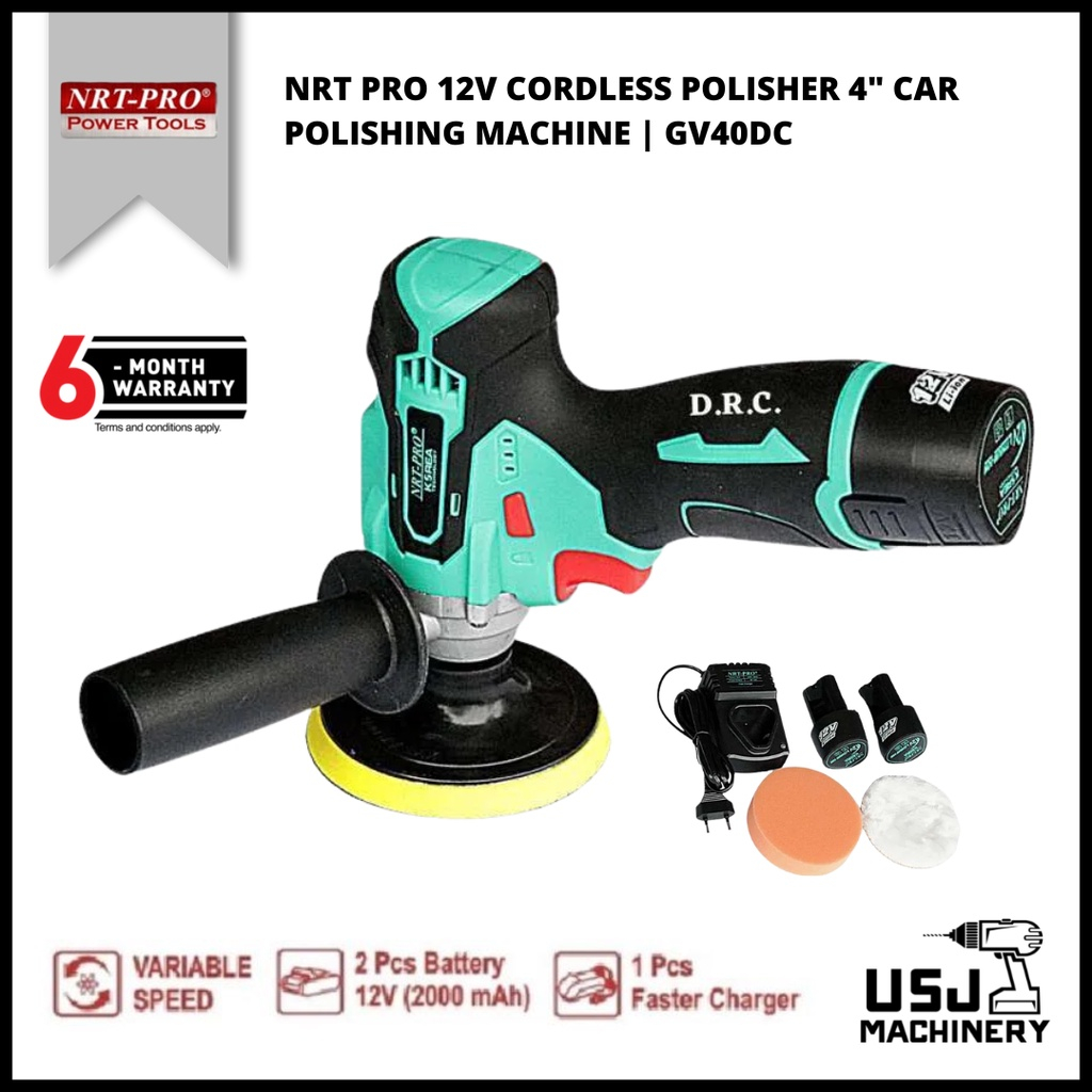 NRT PRO 12V Cordless Polisher 4" Car Polishing Machine GV40DC | 6 ...