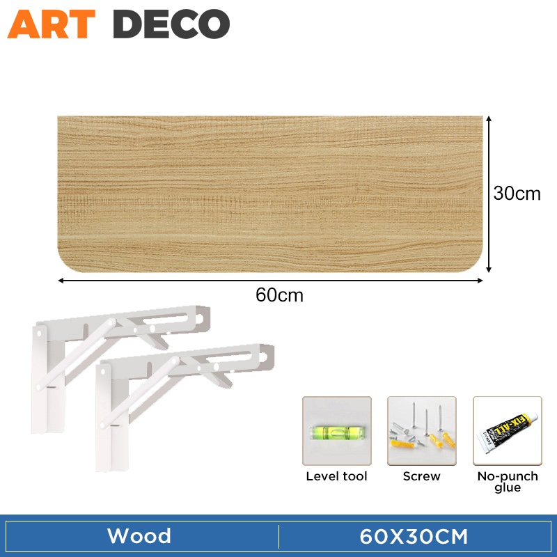 Wall Mounted Folding Table with Bracket Foldable Table Meja Dinding ...