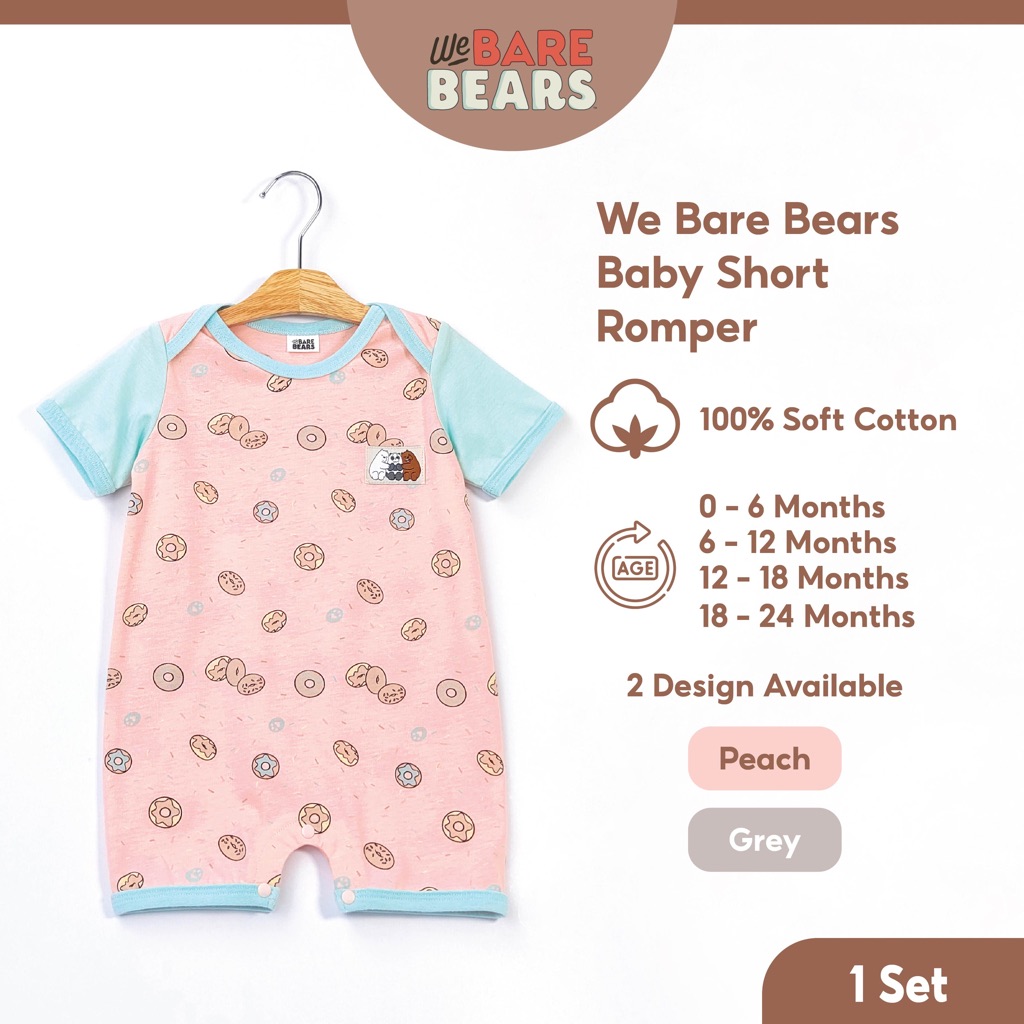 We Bare Bears 0-24M Baby Girl Newborn Basic Clothing Knit Romper Bodysuit Set Short Sleeves ...