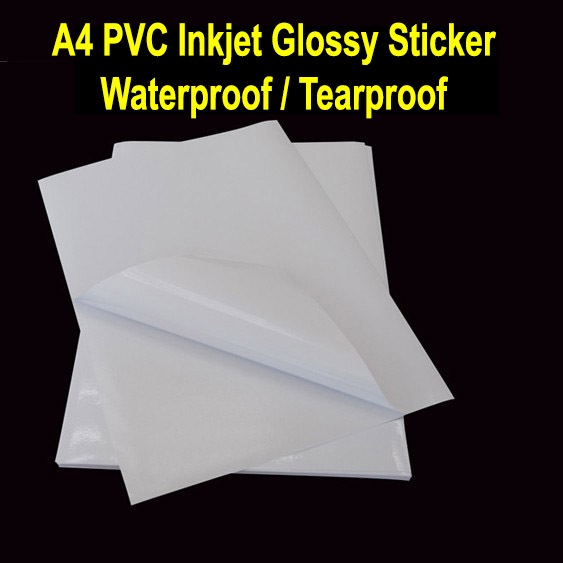 A4 White PVC Glossy Waterproof Self Adhesive Sticker Label For all ...