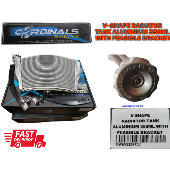 V-SHAPE RADIATOR TANK ALUMINIUM 350ML WITH FEASIBLE BRACKET TANGKI ...