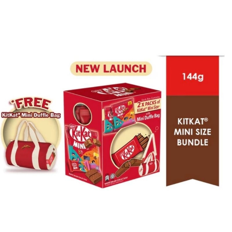 FREE GIFT..KitKat 2 x Packs Size Mini (8pcs/pkt) FREE Kitkat Duffle Bag ...