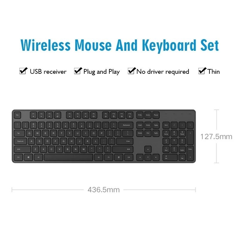 Xiaomi Wireless Keyboard and mouse set 2.4 Gaz 1000DPI mouse silent ...