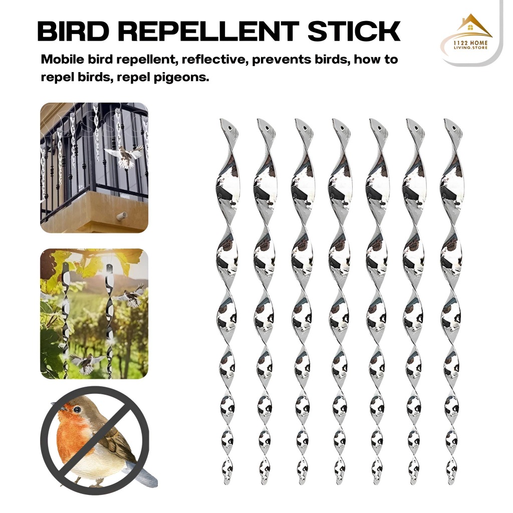 Bird repellent reflective scare stick hanging spiral shape garden bird ...