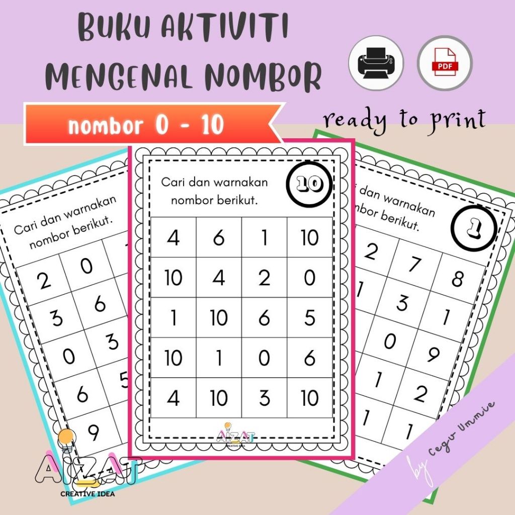 Buku Nombor Matematik Mathematics Workbook for Kids Pra Sekolah TABIKA ...
