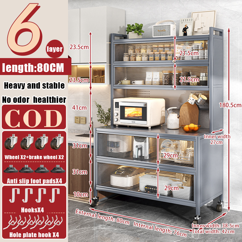 Carbon Steel Kitchen Storage Cabinet Multi-layer Organizer Rack Black ...
