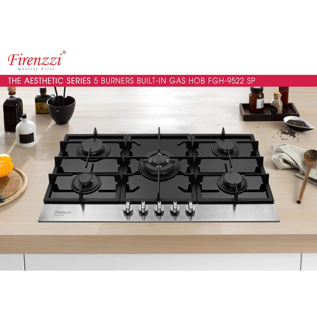 Firenzzi 5 Burners Built-in Gas Hob FGH-9522 SP / FGH-9511 BK / FGH ...