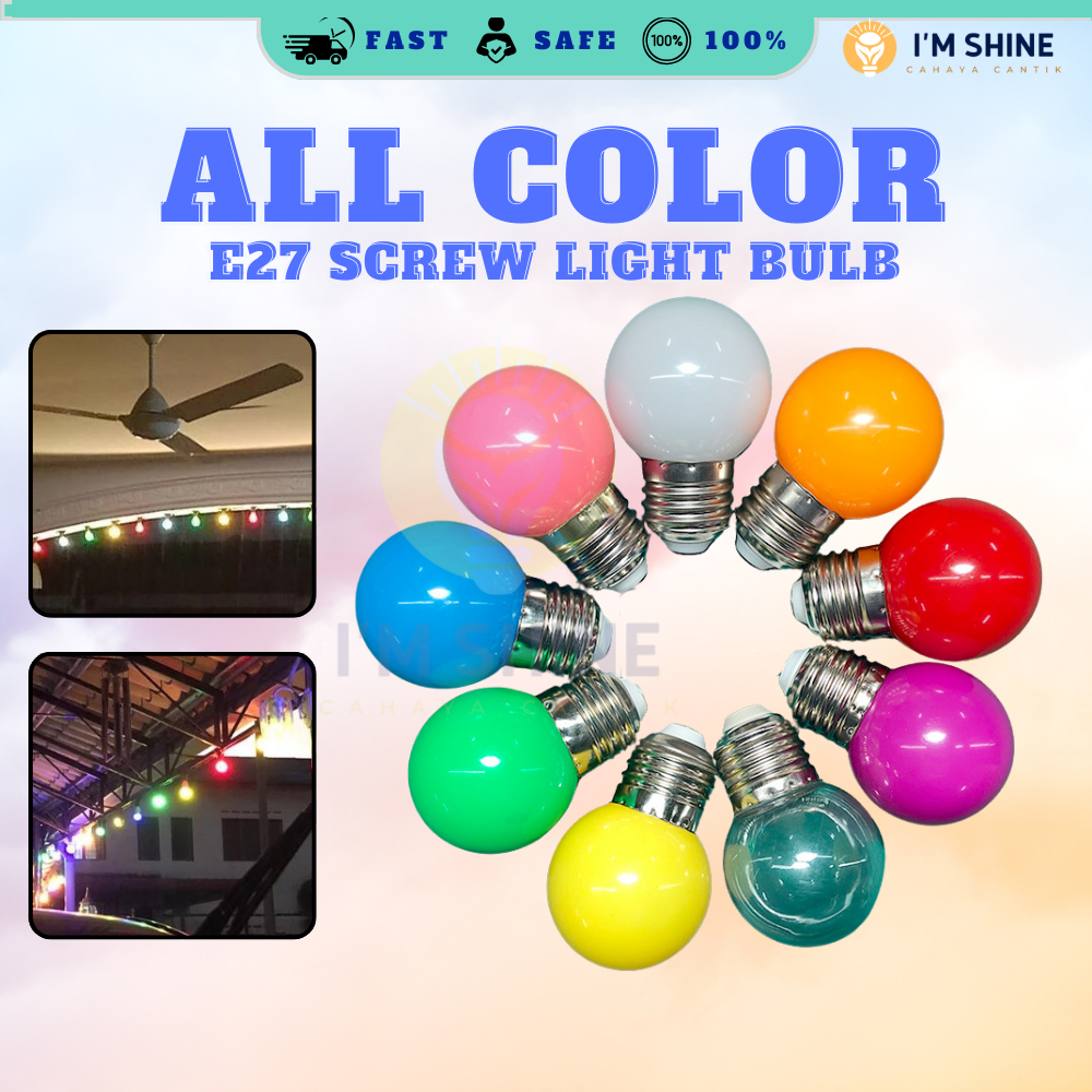 3W Colorful Light Bulb Lampu Raya E27 LED Lights Decoration 220V Hari ...