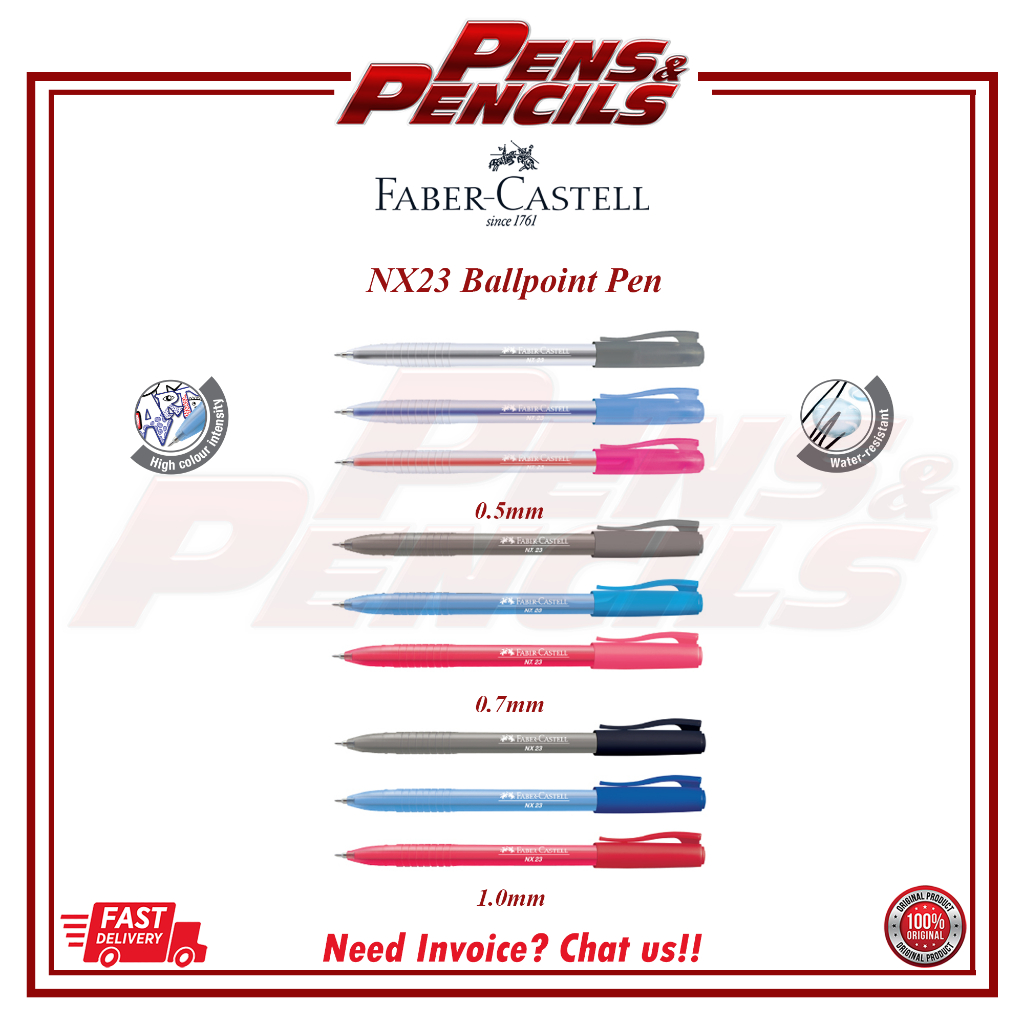 Faber Castell NX23 Ball Pen 0.5mm 0.7mm 1.0mm Black Blue Red Stationery ...