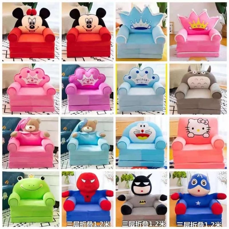 🔥3 layer sofa chair set bebot foldable cute children kids Cartoon boy ...