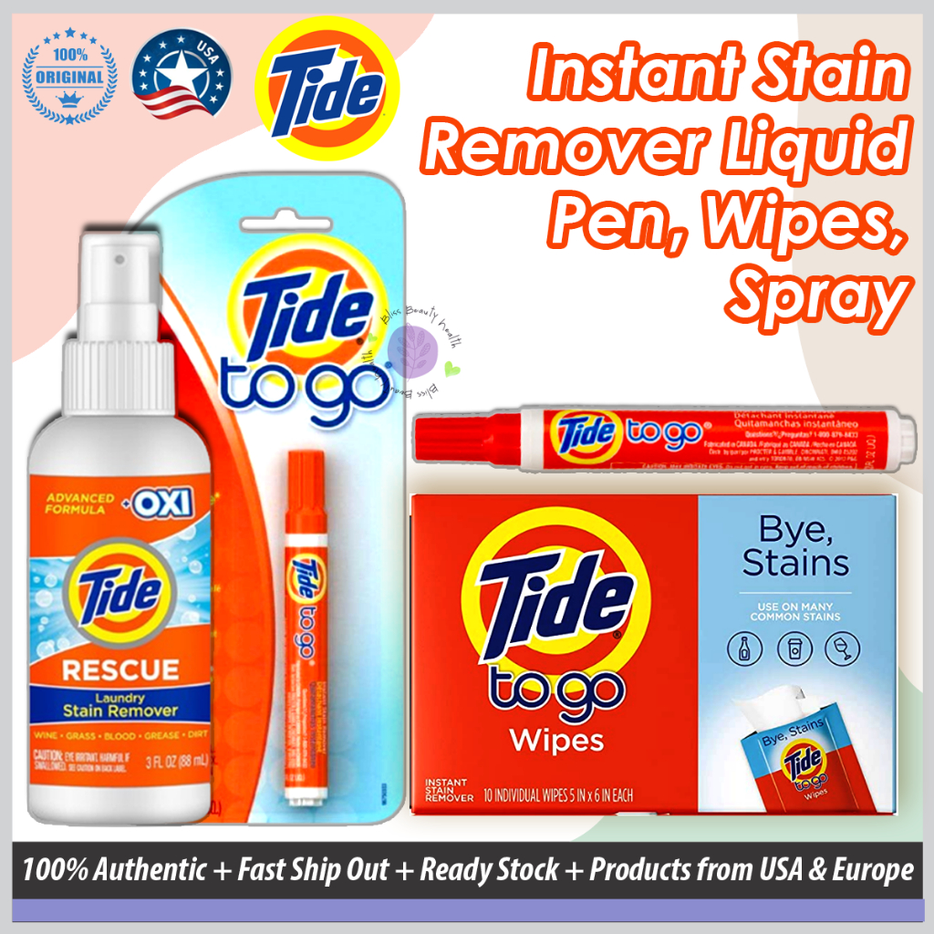Tide To Go Instant Stain Remover Pen or 10 Wipes per Box - USA Products ...