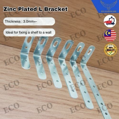 (50pcs) Zinc Plated Steel Metal L Shaped Bracket Corner Bracket Siku L ...