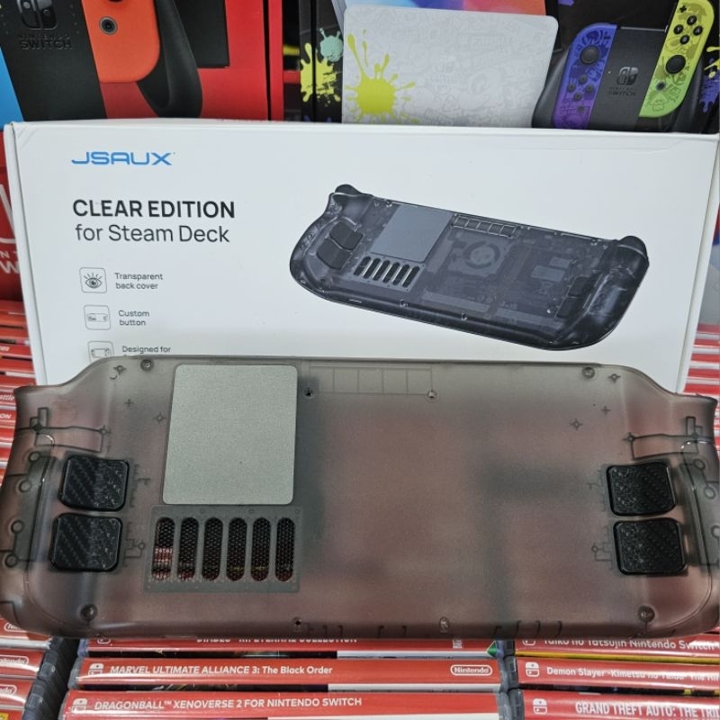 Transparent Back Plate JSAUX for Steam Deck Clear Red Transparent (Used ...