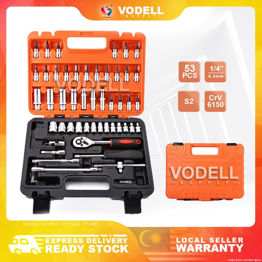 VODELL 53pcs CRV Ratchet Socket Box Spanner Set Wrench Tools Set Hand ...