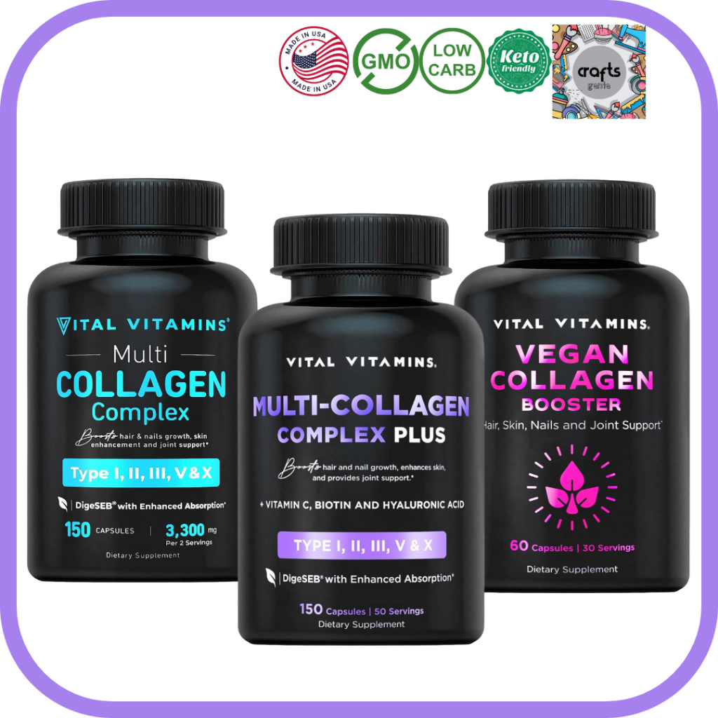 VITAL Vitamins Multi Collagen Complex/Multi Collagen Complex Plus/Vegan ...