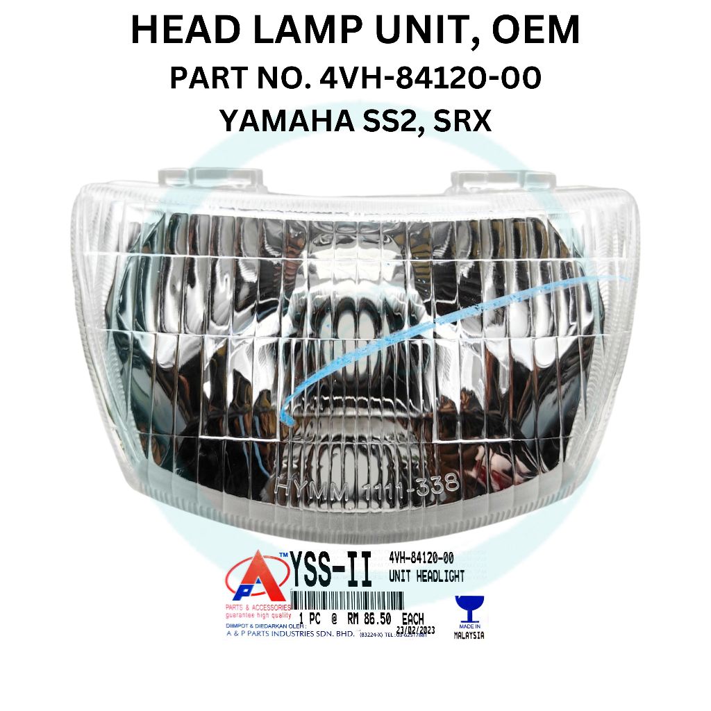 MOTOR YAMAHA Y110 SS2 4VH SRX 105 HEAD LAMP UNIT APPI OEM SPEC ORIGINAL HEAD LIGHT UNIT LAMPU ...