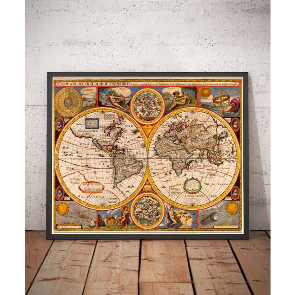 Vintage 1651 Old World Map Reproduction Poster Wall Art Paper Print ...