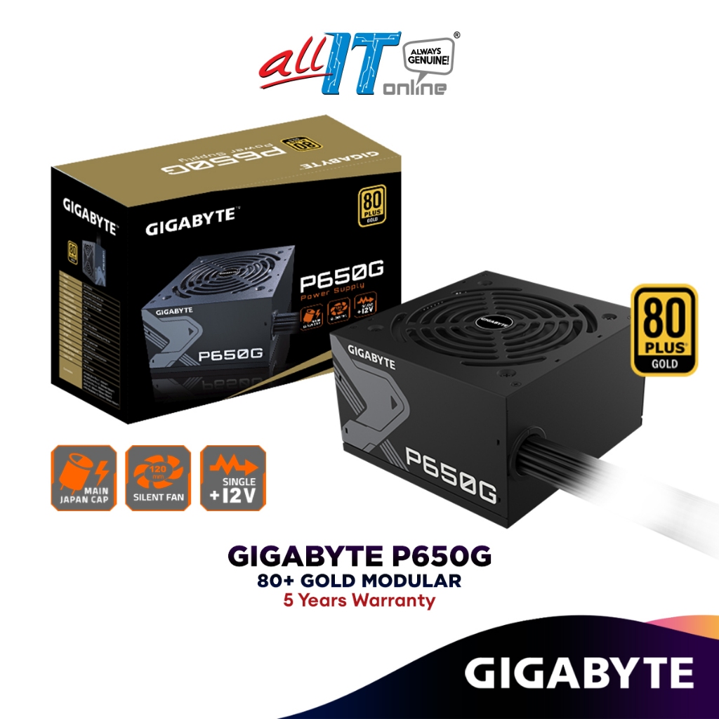 Gigabyte P650G 80PLUS Gold Power Supply (650W) PC PSU | GP-P650G ...