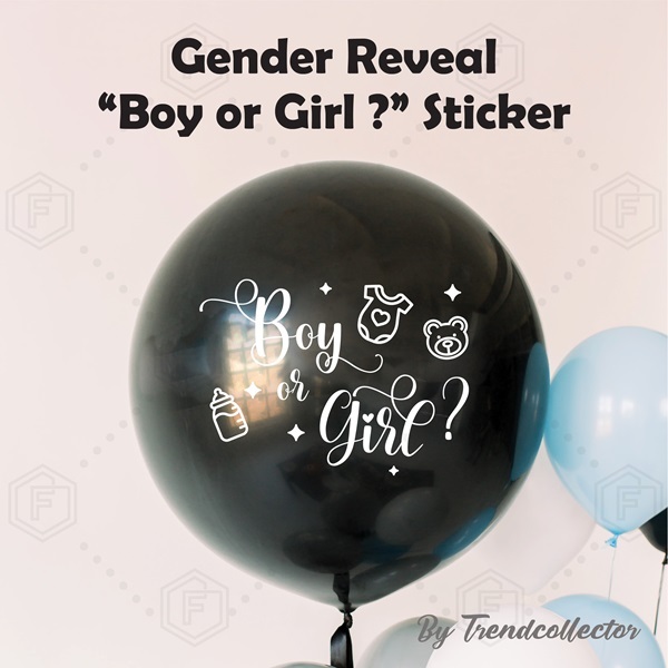 Gender Reveal Boy Or Girl Balloon Sticker Surprise Sticker Baby Gender ...