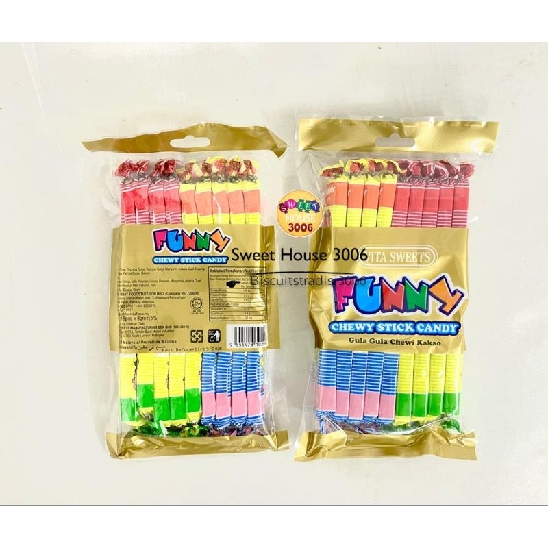 Vita Sweet 18pcs x 8gm Funny Chewy Stick Mix Fruit Candy Childhood ...