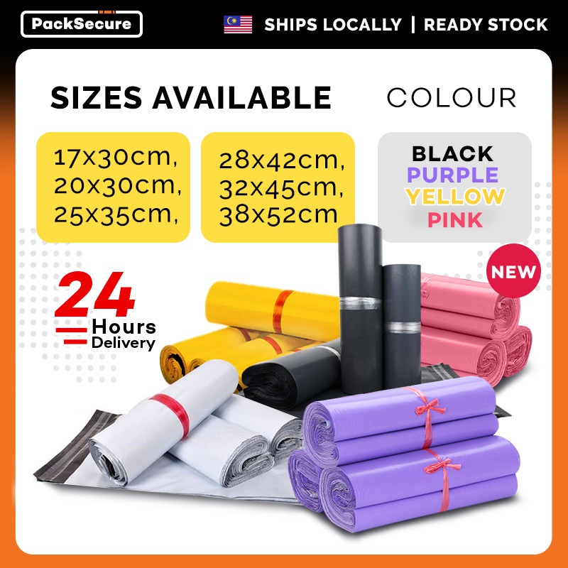 PackSecure 100pcs Courier Bag Parcel Bag Beg Kurier Flyer Plastic Bag ...