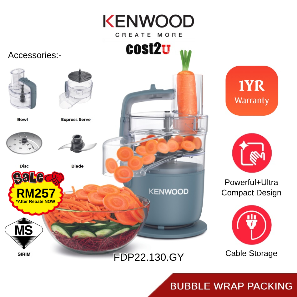 Kenwood MultiPro Go Food Processors | FDP22.130.GY Dough Maker Chopper ...