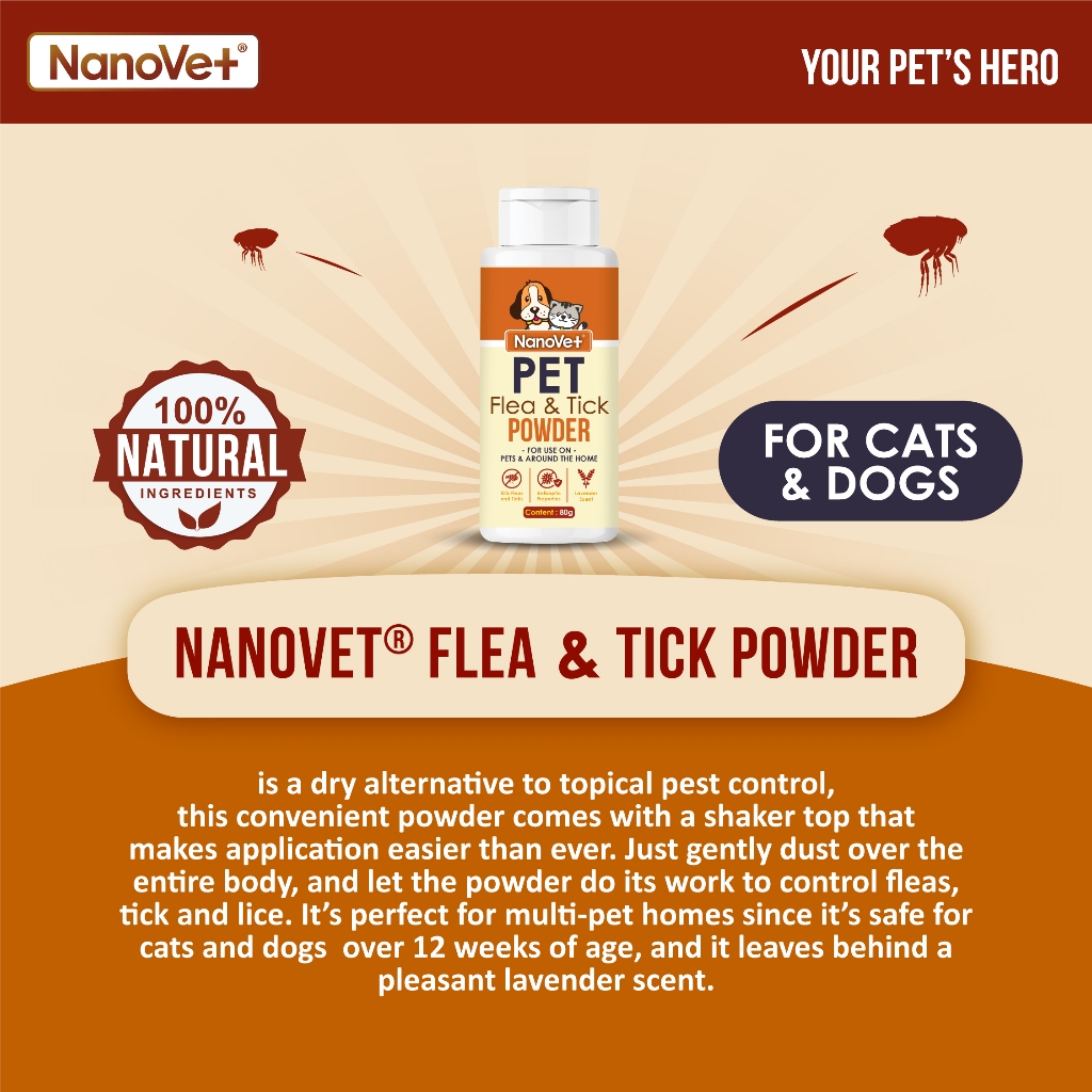 Nanovet® Pet Flea & Tick Powder (80gm) | Shopee Malaysia