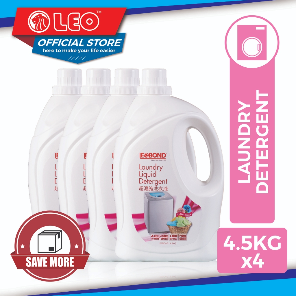 [Carton Deal] LEOBOND Laundry Liquid Detergent FLORAL FRESH (4.5kg x 4 ...