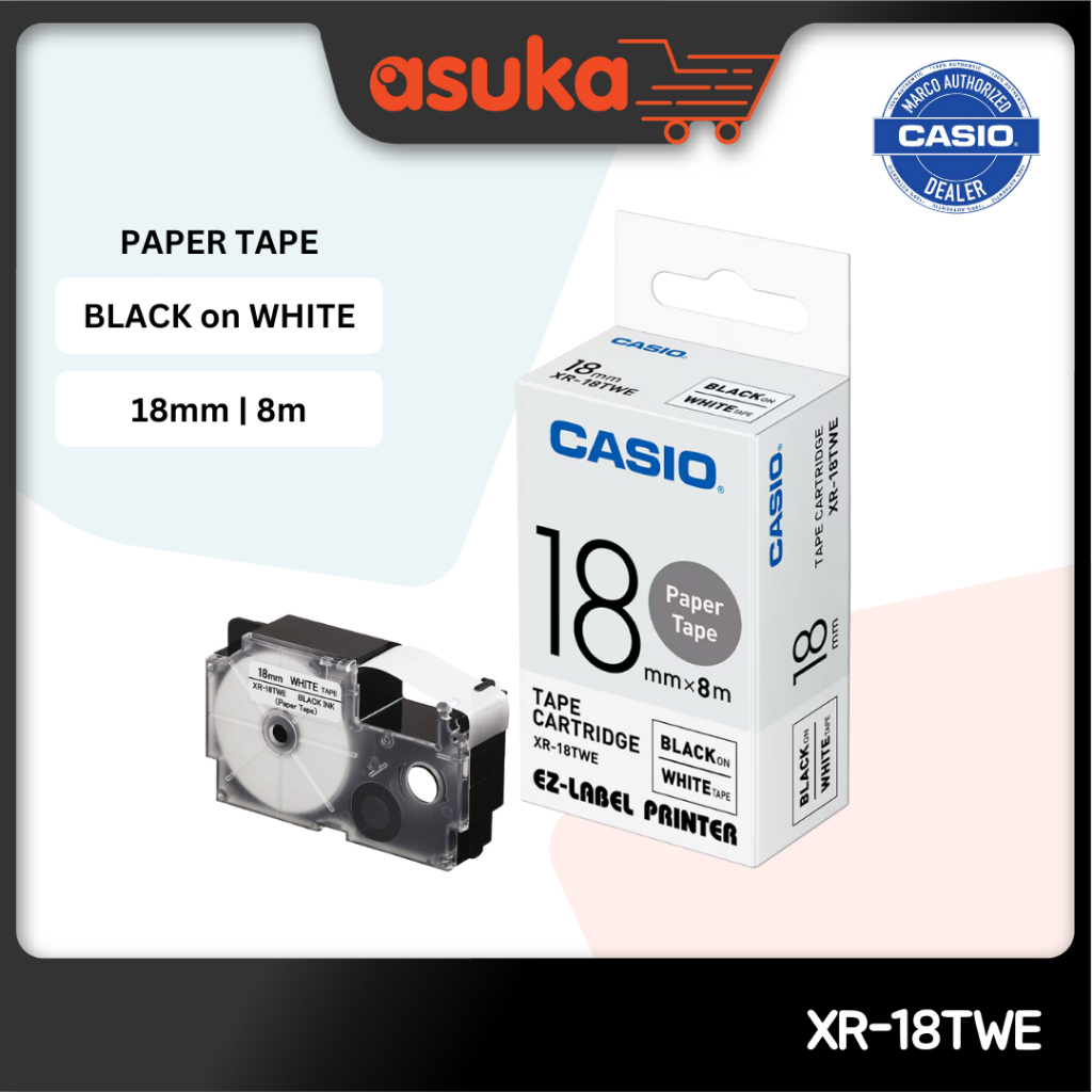 [ORIGINAL] Casio XR-18 18mm EZ-label Tape Cartridge / Optional XR-18X1 XR-18WE1 XR-18YW1 XR ...