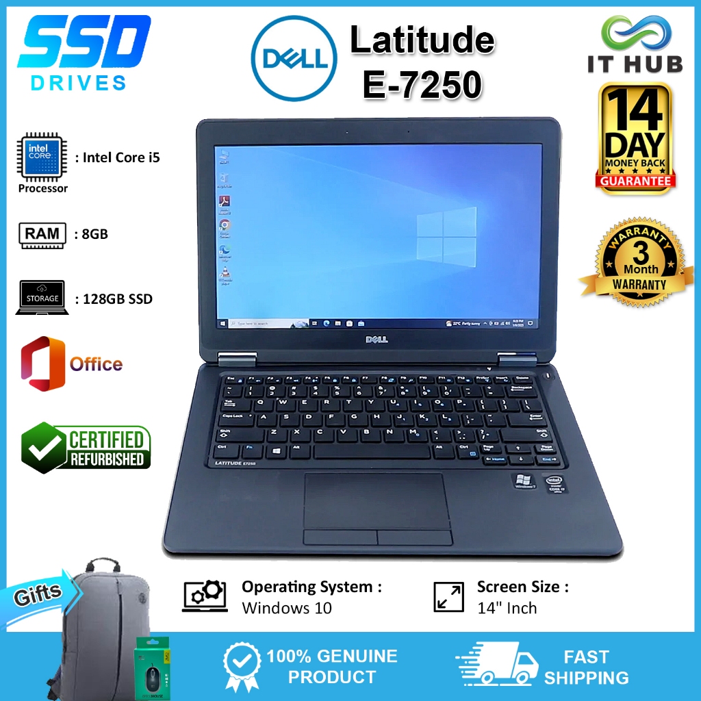Dell Latitude E-7250-Core i5-Gen 5th-8GB RAM-128GBSSD-Windows 10-HD ...