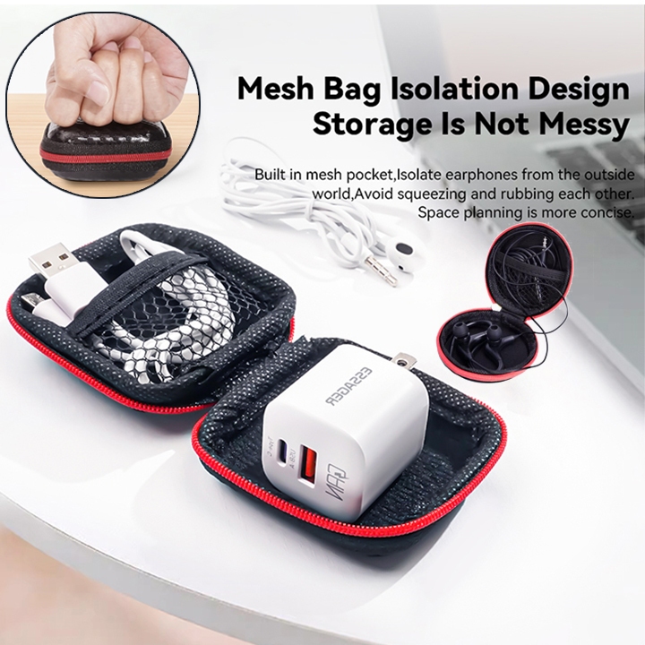Mini Portable Earphone bag Headphone USB Cable Case Storage Box Wallet ...
