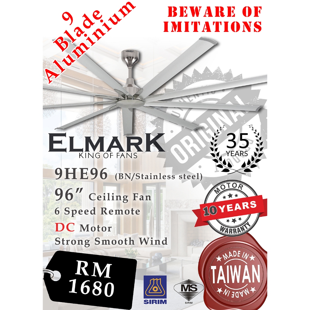 Ceiling Fan Elmark 9HE 96" | 遥控风扇 | Shopee Malaysia