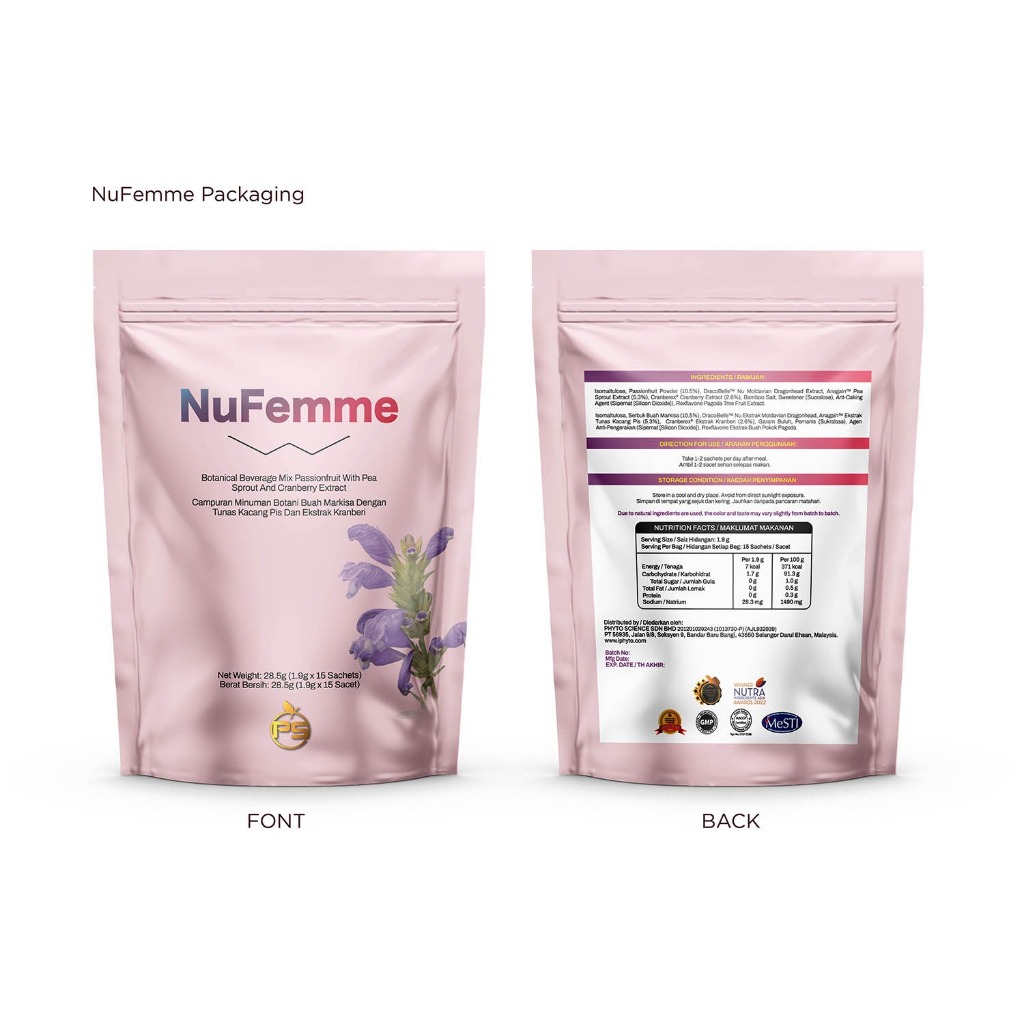 PhytoScience NuFemme Botanical Beverage Mix Passionfruit With Pea ...