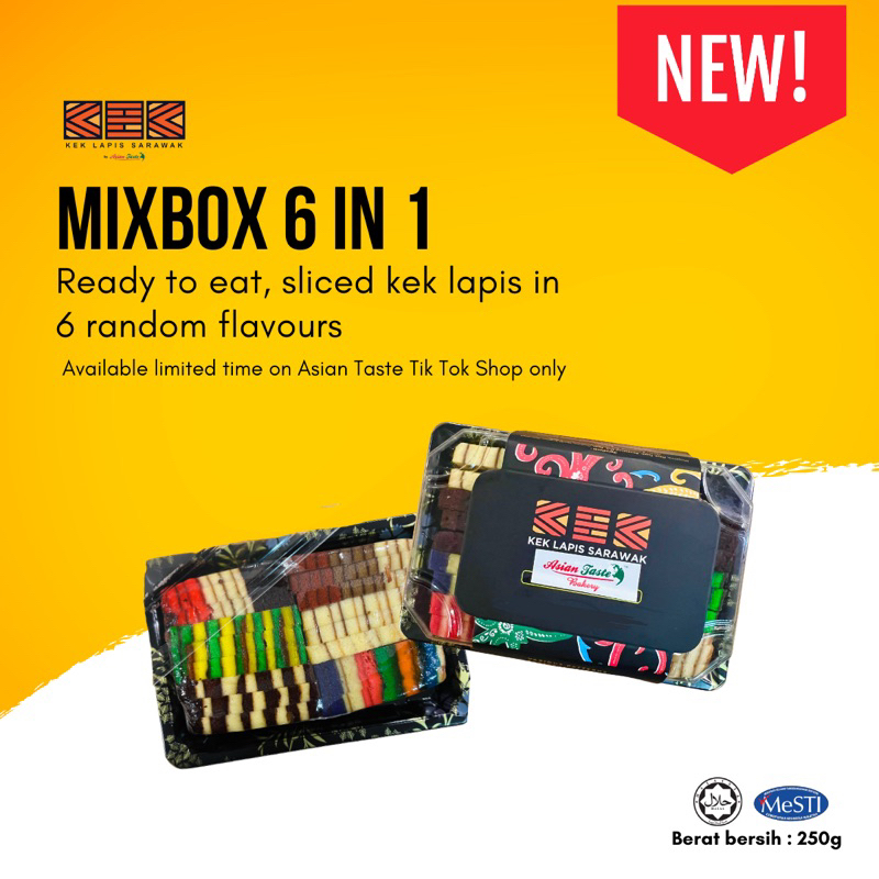 Kek Lapis Sarawak mixbox sample 6 flavours in 1 | Shopee Malaysia