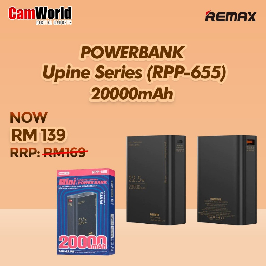 REMAX Powerbank Upine Series 20000mAh (RPP-655) | Shopee Malaysia