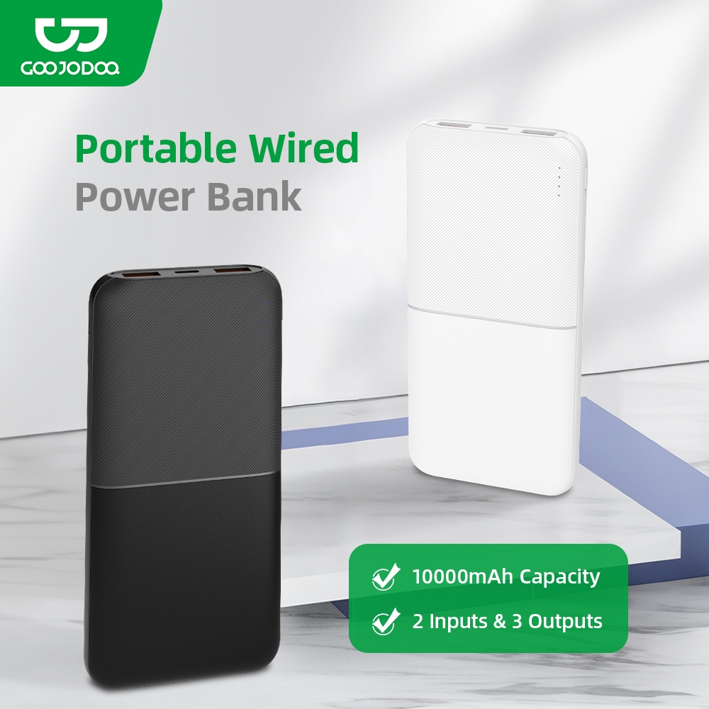 GOOJODOQ 10000mAh Large Capacity Power Bank 3 Output Ports For Charging ...