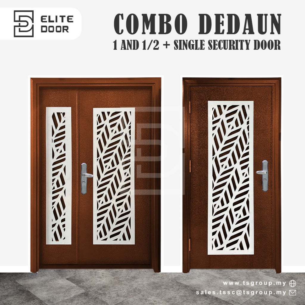 ELITEDOOR Lowest Combo Price Dedaun Security Door (Son & Mother + Single - Full Design) With 10 ...