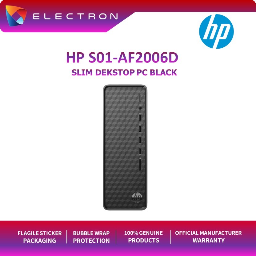 HP S01-Af2006D Slim Desktop PC Black (Pentium J5040, 8GB, 512GB SSD ...